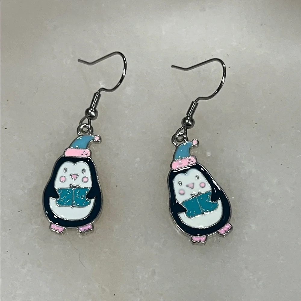 Jewelry | Penguin Earrings With Blue And Pink Accents | Poshmark